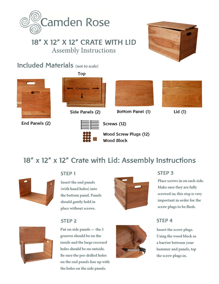 Cherry Crate with Lid - 18" x 12" x 12" – Camden Rose Inc. / Palumba