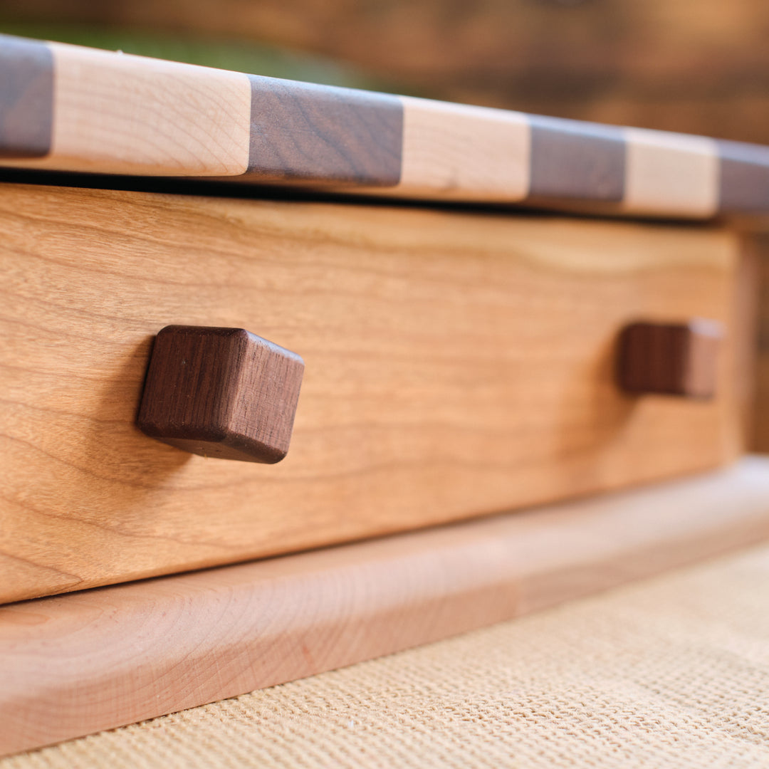 16" x 16" Walnut & Maple Checker Board Set with Drawer and Game Pieces ...