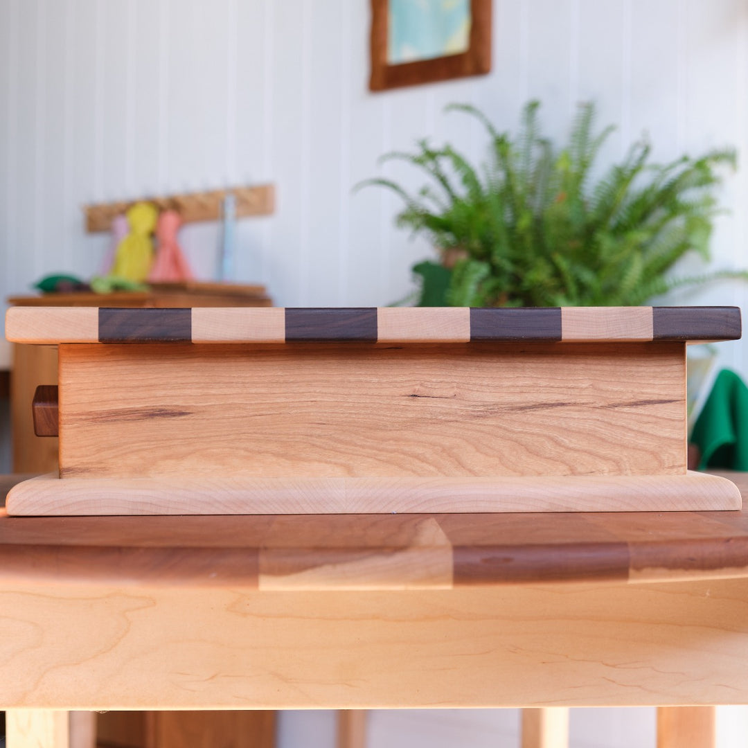 16" x 16" Walnut & Maple Checker Board Set with Drawer and Game Pieces ...