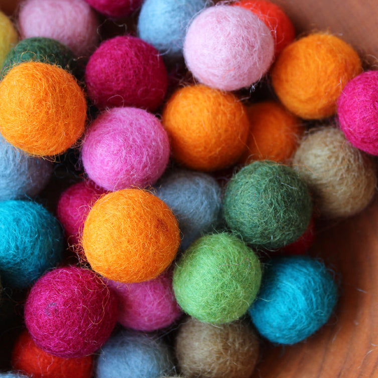 Handmade Wool Felt Balls, 2 cm Diameter, SOLID colors, Set of 50 ...