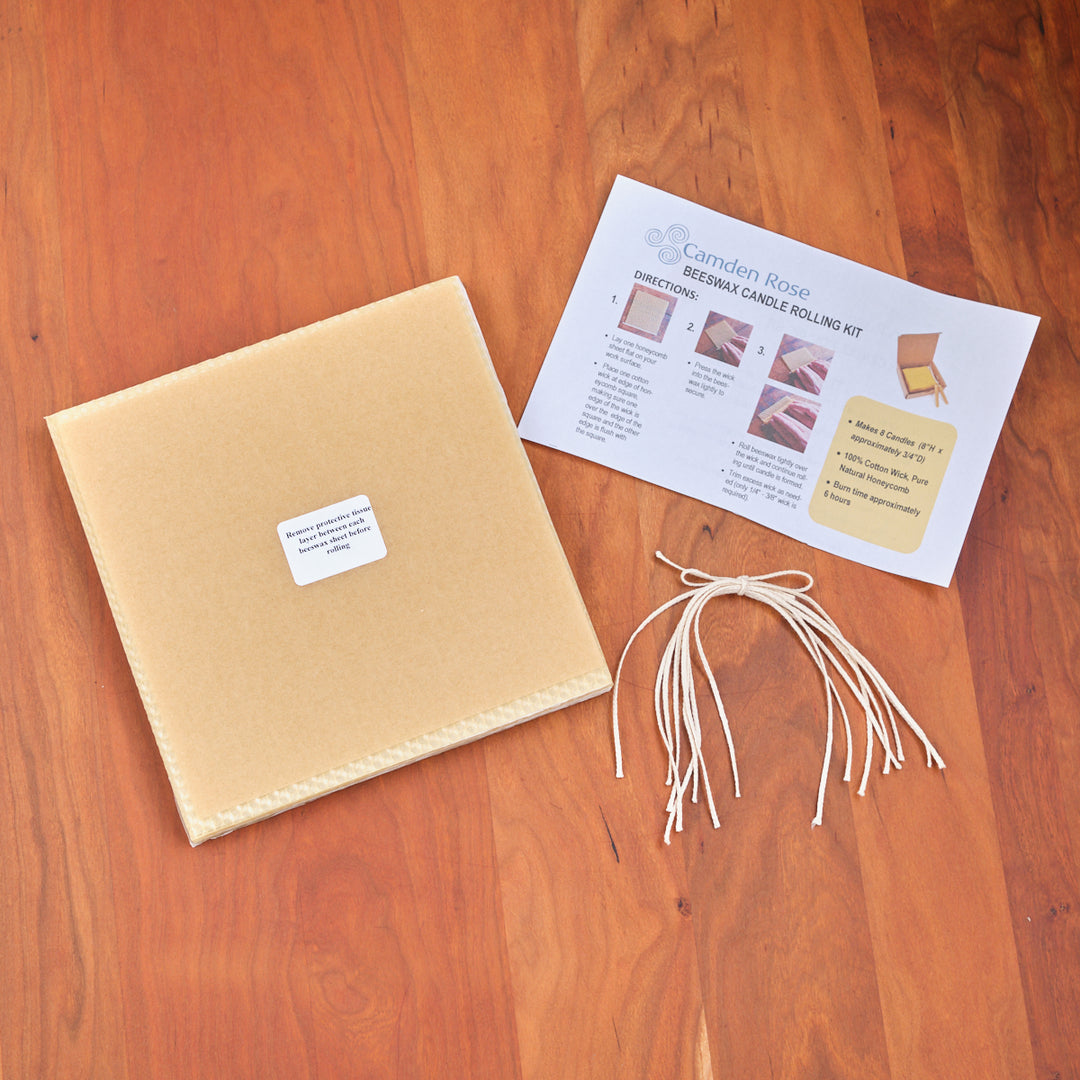 Large Beeswax Candle Rolling Kit with Candle Holder - Create Eight 8 ...