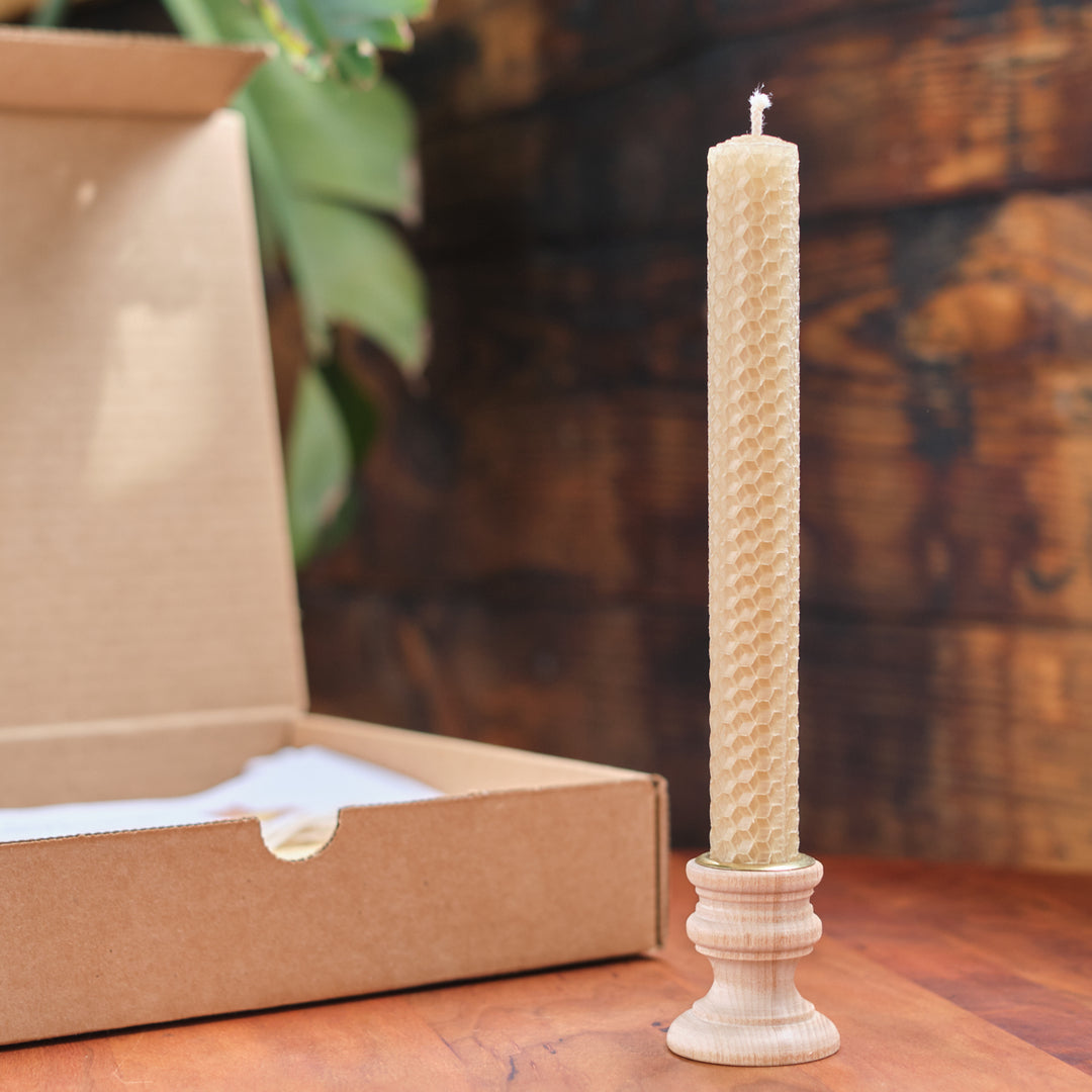 Large Beeswax Candle Rolling Kit with Candle Holder - Create Eight 8 ...