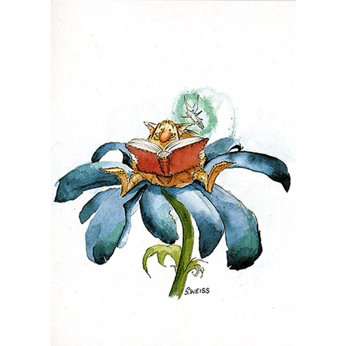 Troll on Blue Flower Card with Envelope by Sabine Weiss, 4-1/8 x 5-7/8 ...